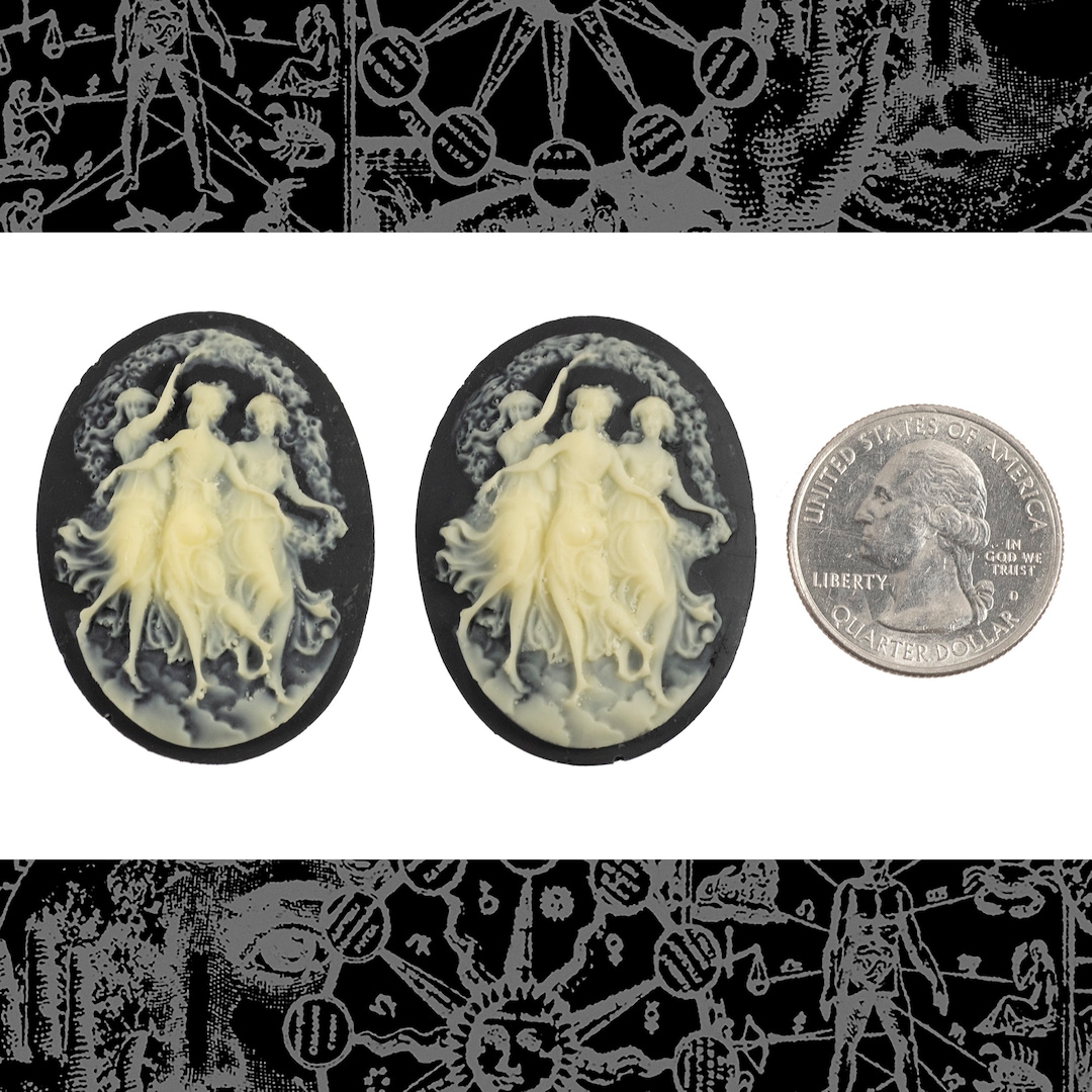 Black and Ivory Three Women Dancing Cameos 30mm X 40mm Cameos, Set of ...