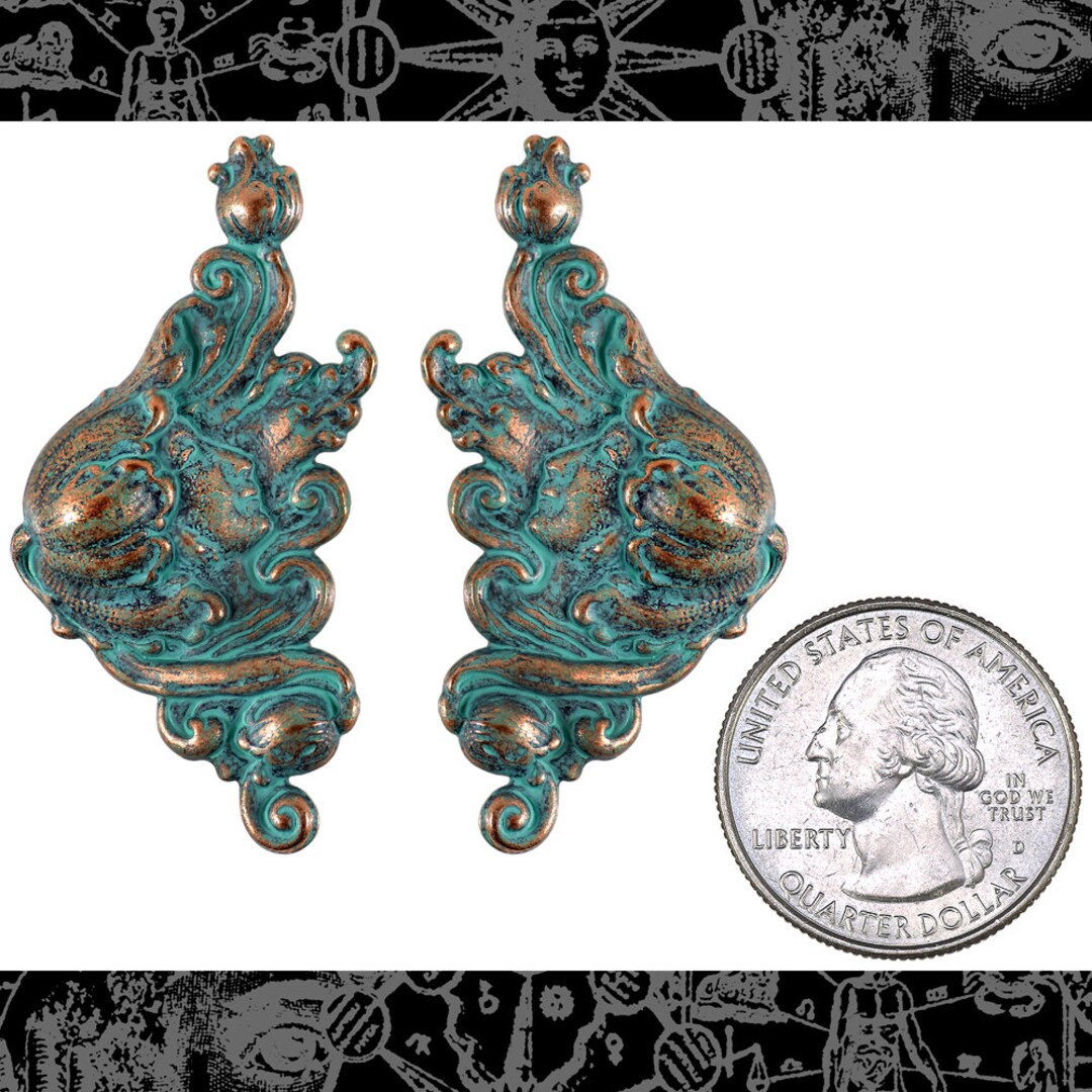 Verdigris Finished Brass Flower Fairy Pendant Embellishment - Set of ...