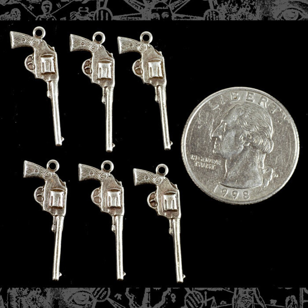 Silver Plated Brass Western Gun Charms Set of 6 S-C56 - Etsy