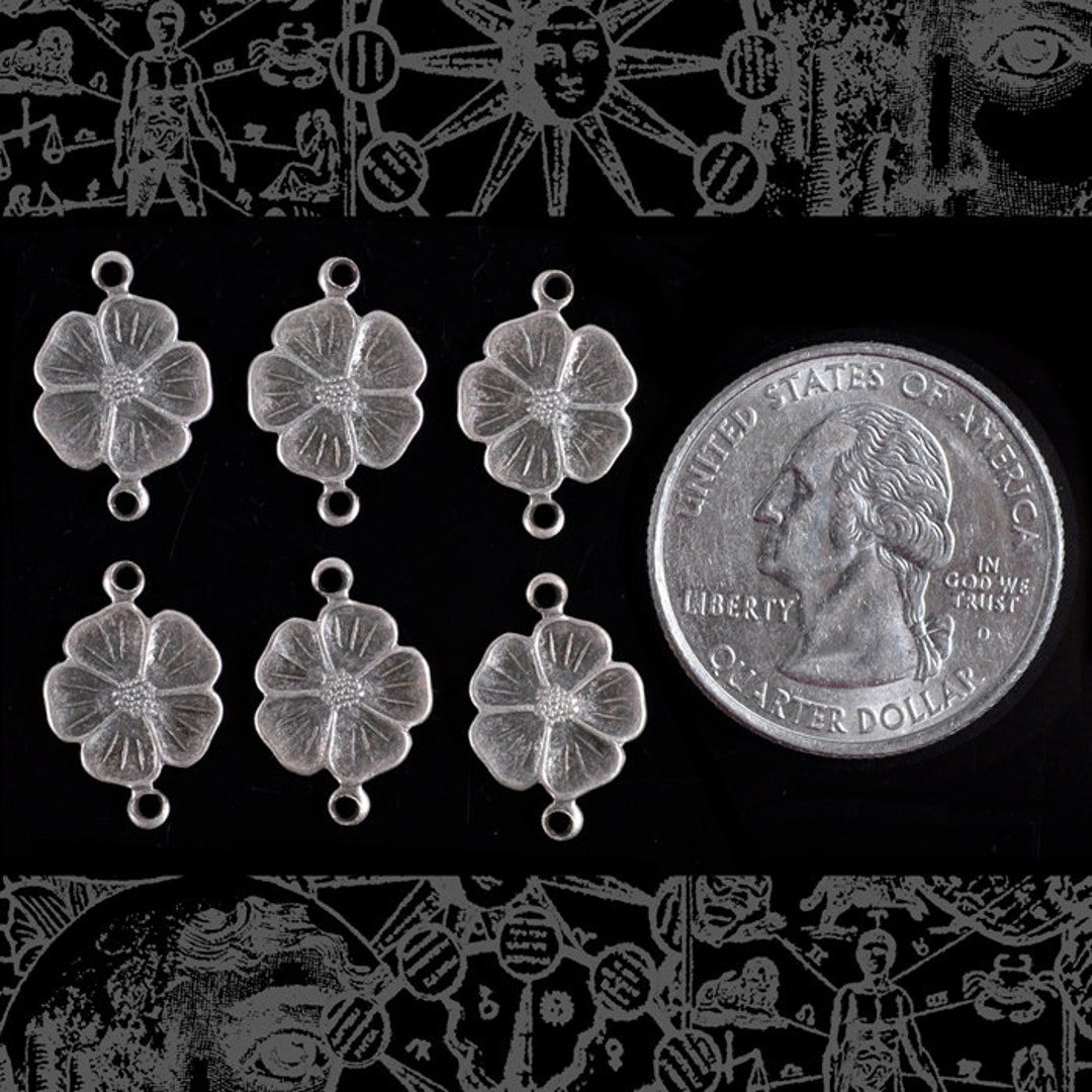 Silver Plated Brass Flower Two Way Connectors, Set of Six * S-2C35 - Etsy