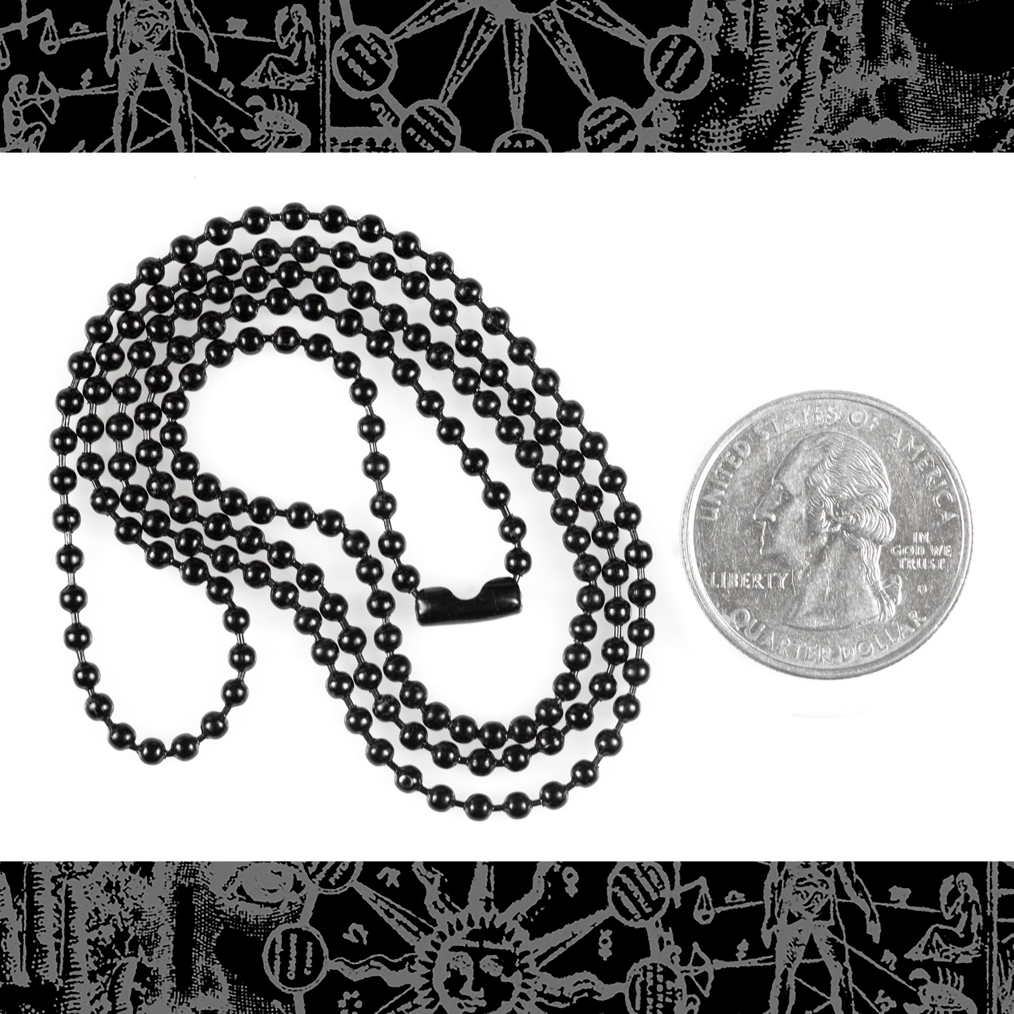 Black Ball Chain Necklace, Black Plated Stainless Ball Chain Necklace ...