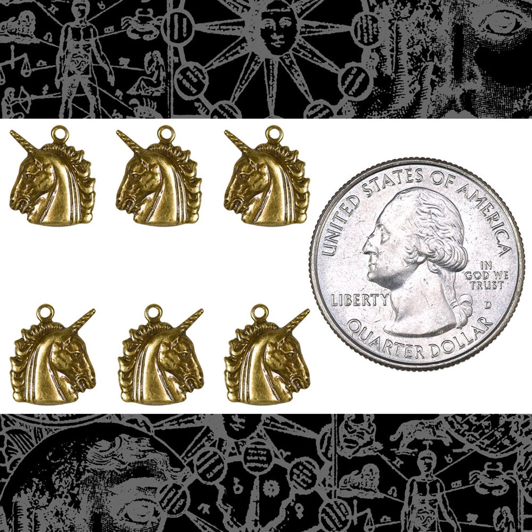 Antiqued Brass Unicorn Head Charms, Set of Six - XXX - *AB-C198 - Etsy