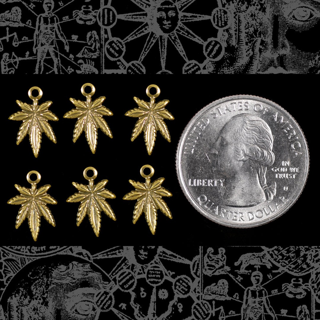 Antiqued Brass Marijuana Leaf Charms - Set of Six - AB-C126 - Etsy