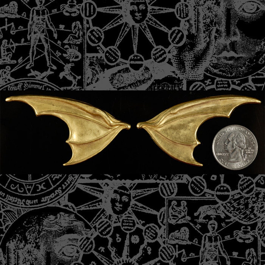 Raw Brass Huge Bat Wing Pendants - One Set of Wings - B-P55 - Etsy