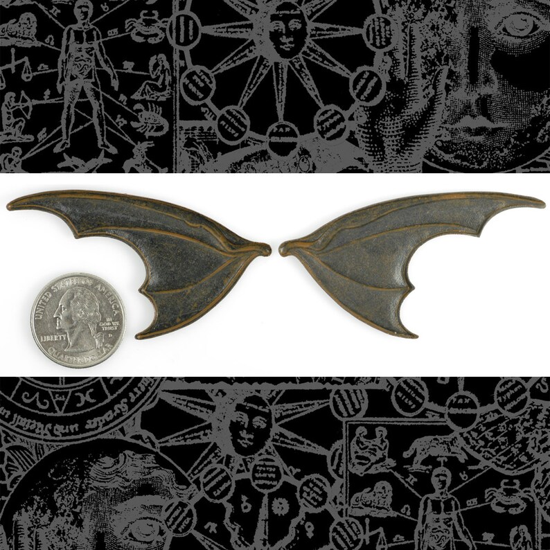 Huge Rusty Black Plated Brass Bat Wings - One Set of Wings *RB-P55 - Etsy