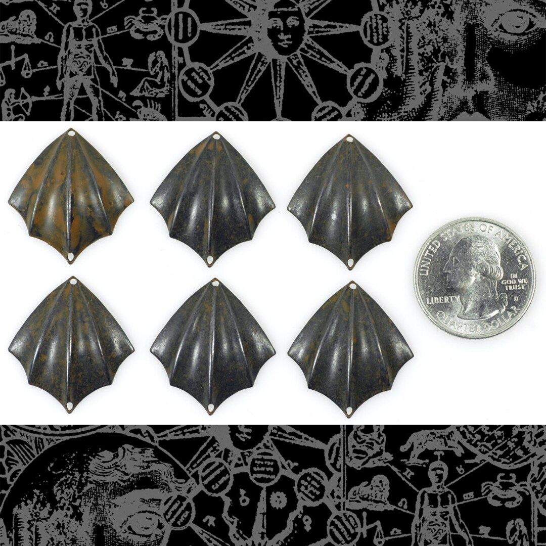 Chocolate Brown Plated Brass Bat Wing Connectors - Set of Six - RB-2C51 ...