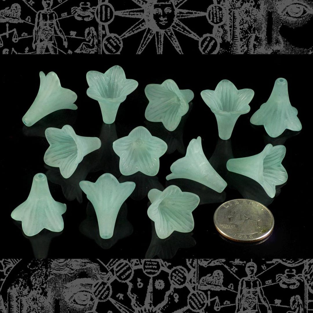 23mm X 21mm Aqua Blue Resin Flower Caps - Set of Twelve - FW1-7 - Etsy