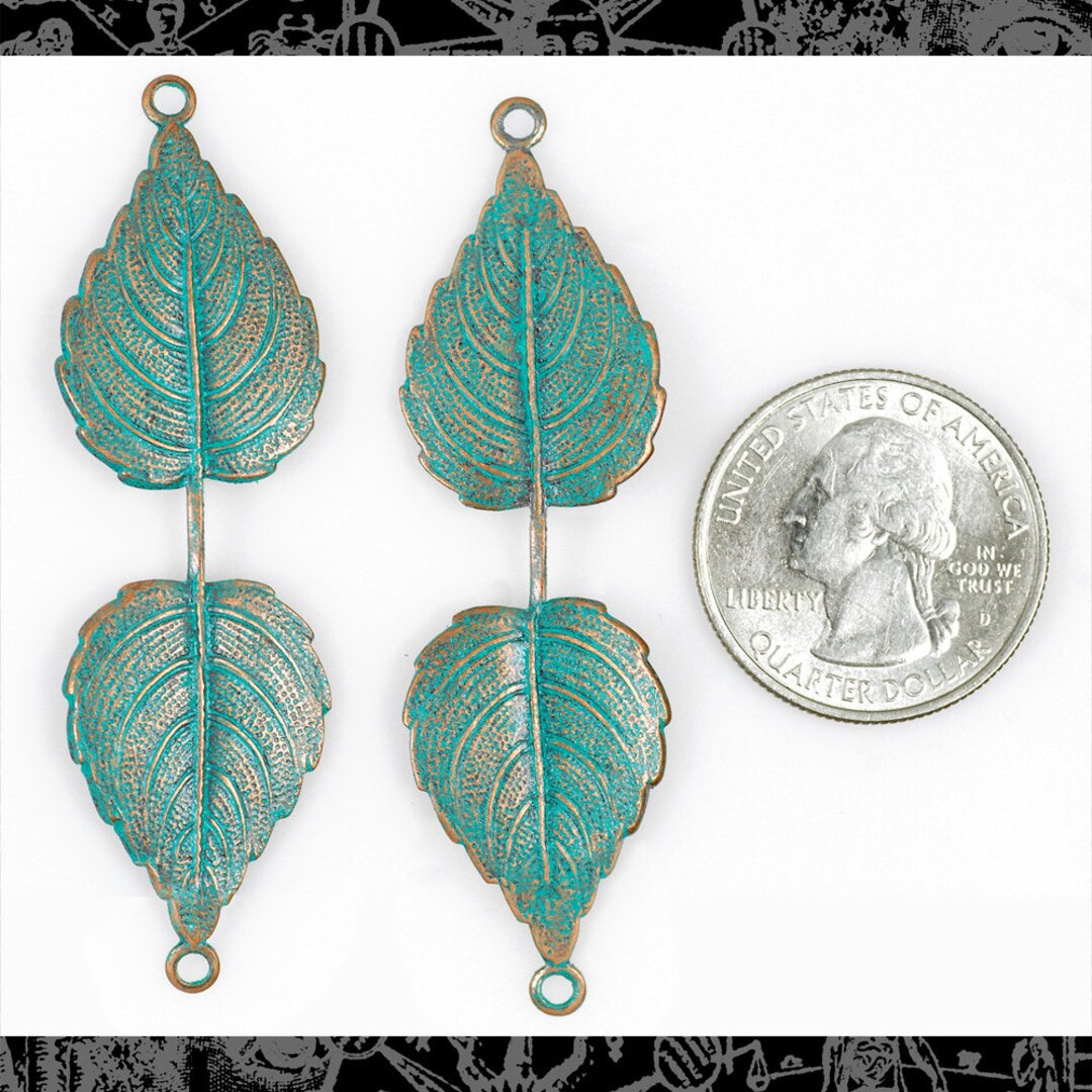 Verdigris Finished Brass Large Leaf Pinch Connector - Set of Two - XXX ...