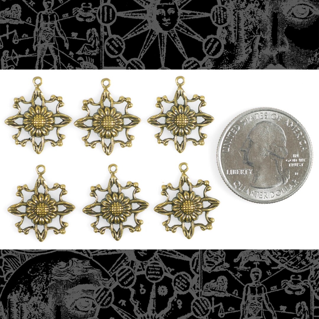 Antiqued Brass Daisy Connector - Set of Six - AB-C06 - Etsy