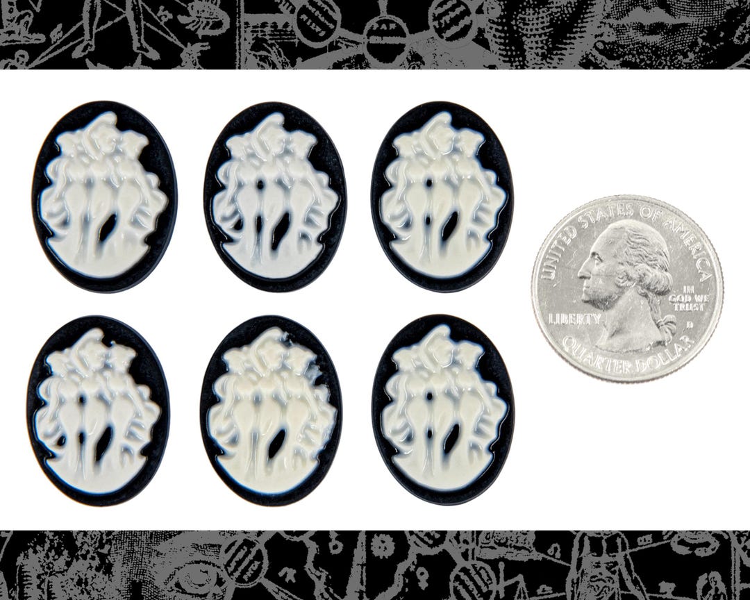 Black and Ivory Three Muses Cameos 25mm X 18mm Cameos - Set of Six ...