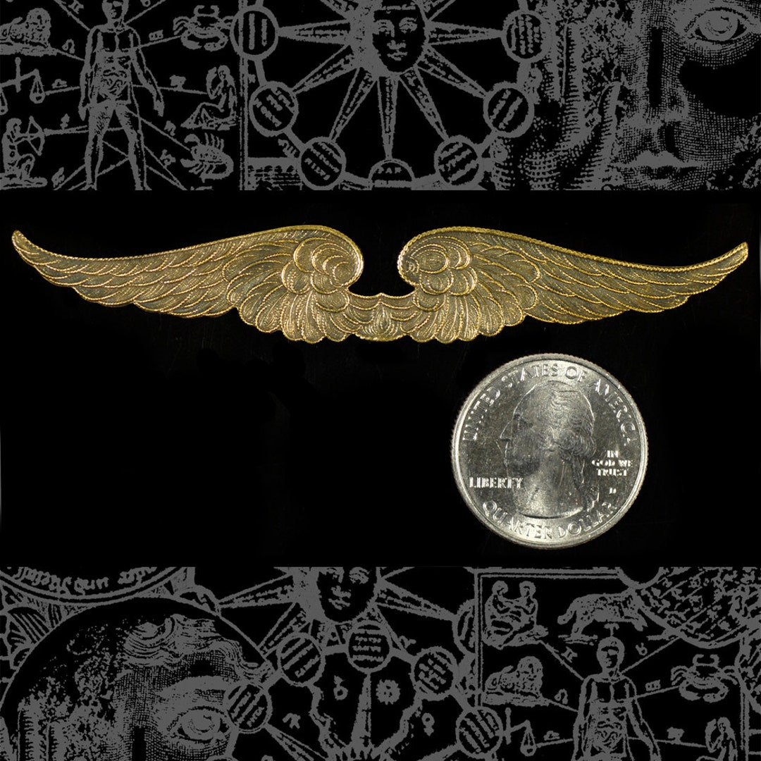 Antiqued Brass Long Wingspan Angel Wings Pendant - XXX - *AB-P58 - Etsy