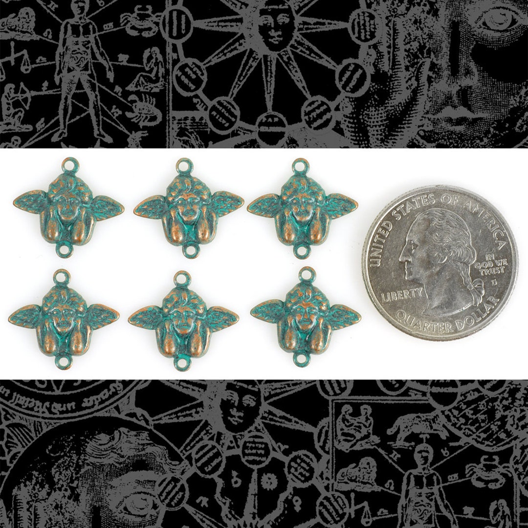 Verdigris Finished Brass Cherub Connectors - Set of Six - XXX - *V-2C27 ...