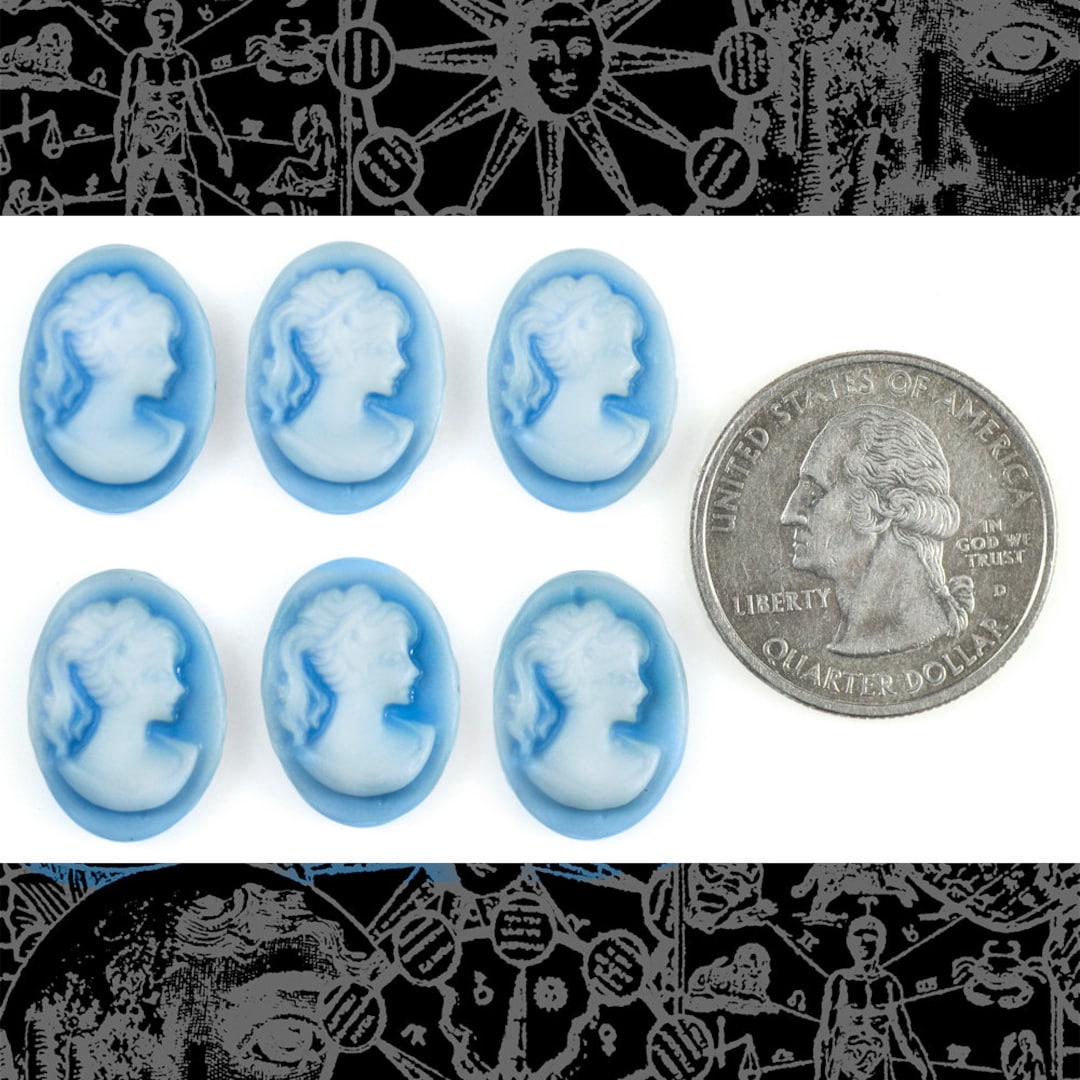 Light Blue and White Feminine Profile18mm X 13mm Resin Cameos - Set of ...