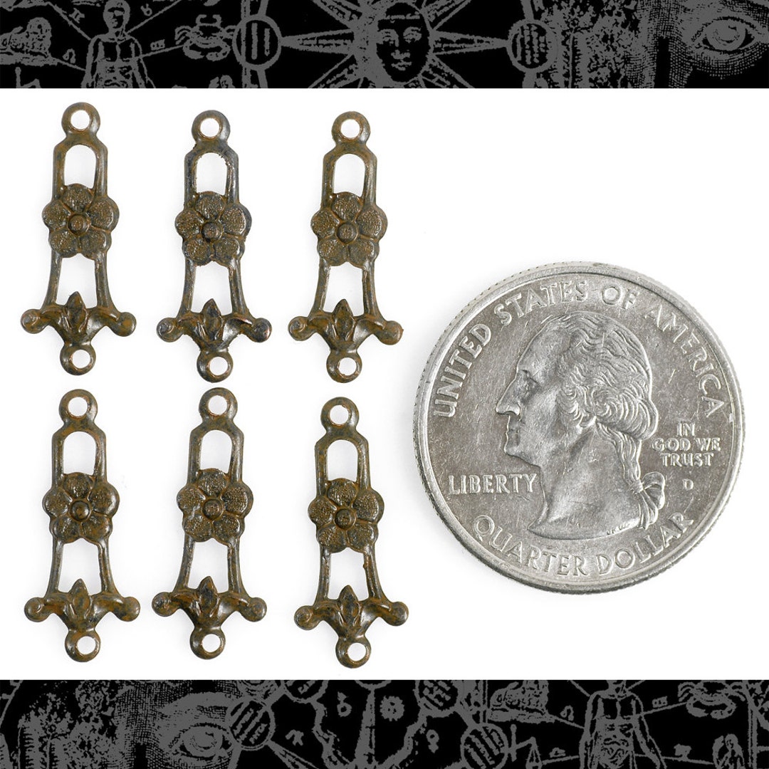 Chocolate Brown Plated Brass Dainty Trellis Floral Connectors - Set of ...