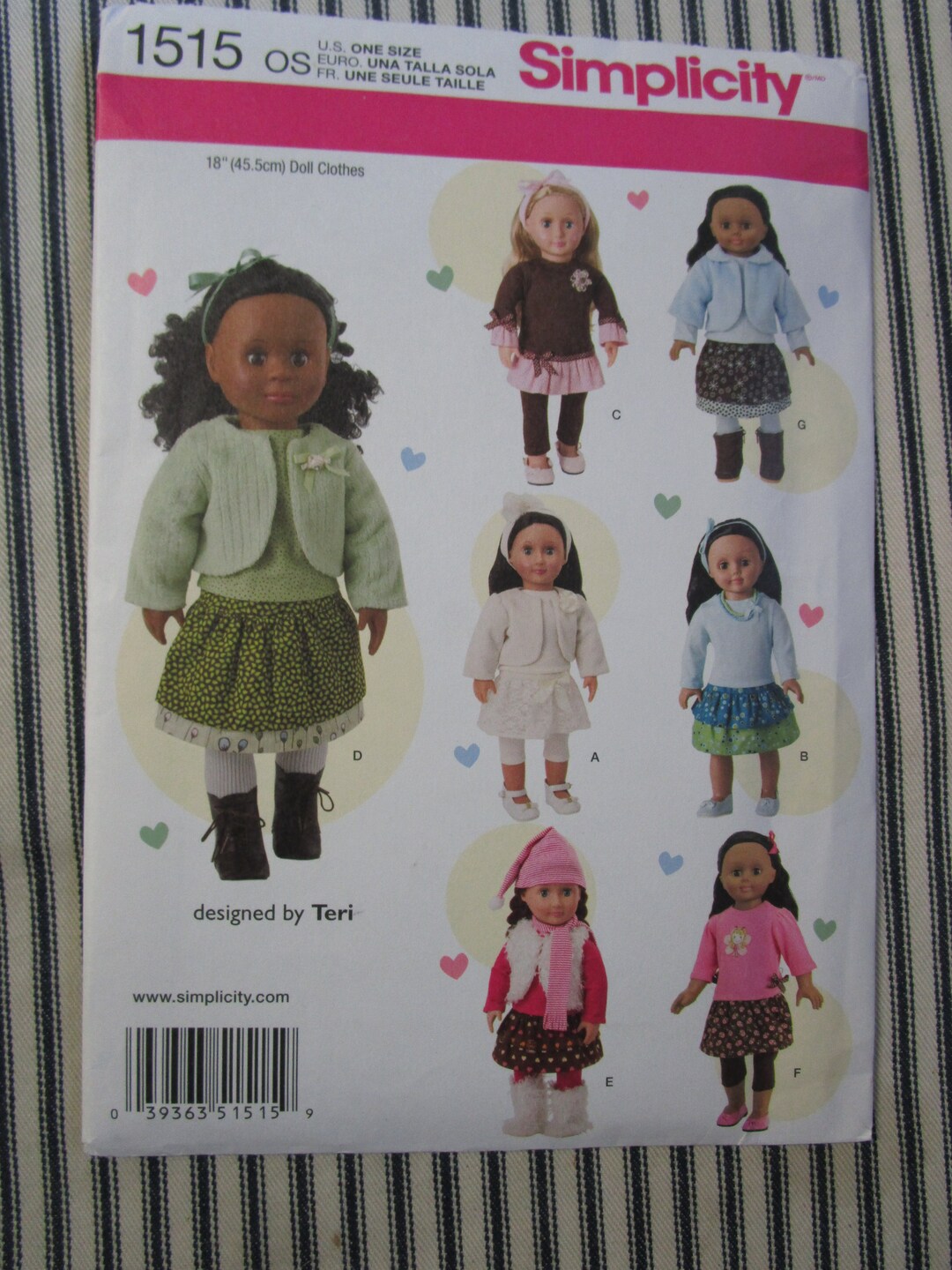 Simplicity 1515 18" Doll Pattern, Uncut - Etsy