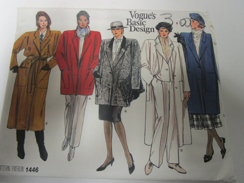 Vintage Vogue 1446 Basic Design Pattern Misses Coat, UNCUT, Size 14-18 ...
