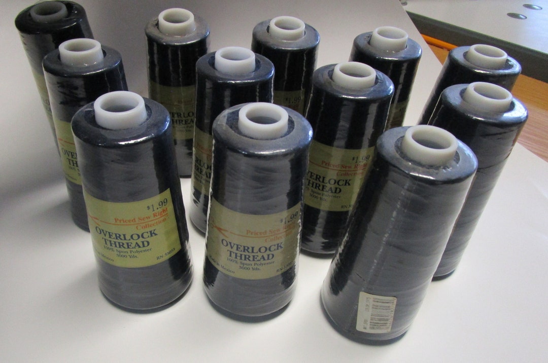Overlock Thread, Lot of 12 Cones of Color Navy, 3000 Yards per Cone - Etsy