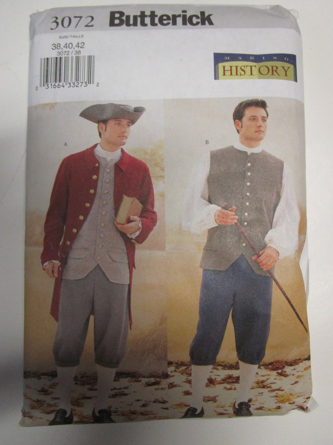 Butterick Historical Pattern 3072 Mens Colonial Jacket, Shirt and Pants ...