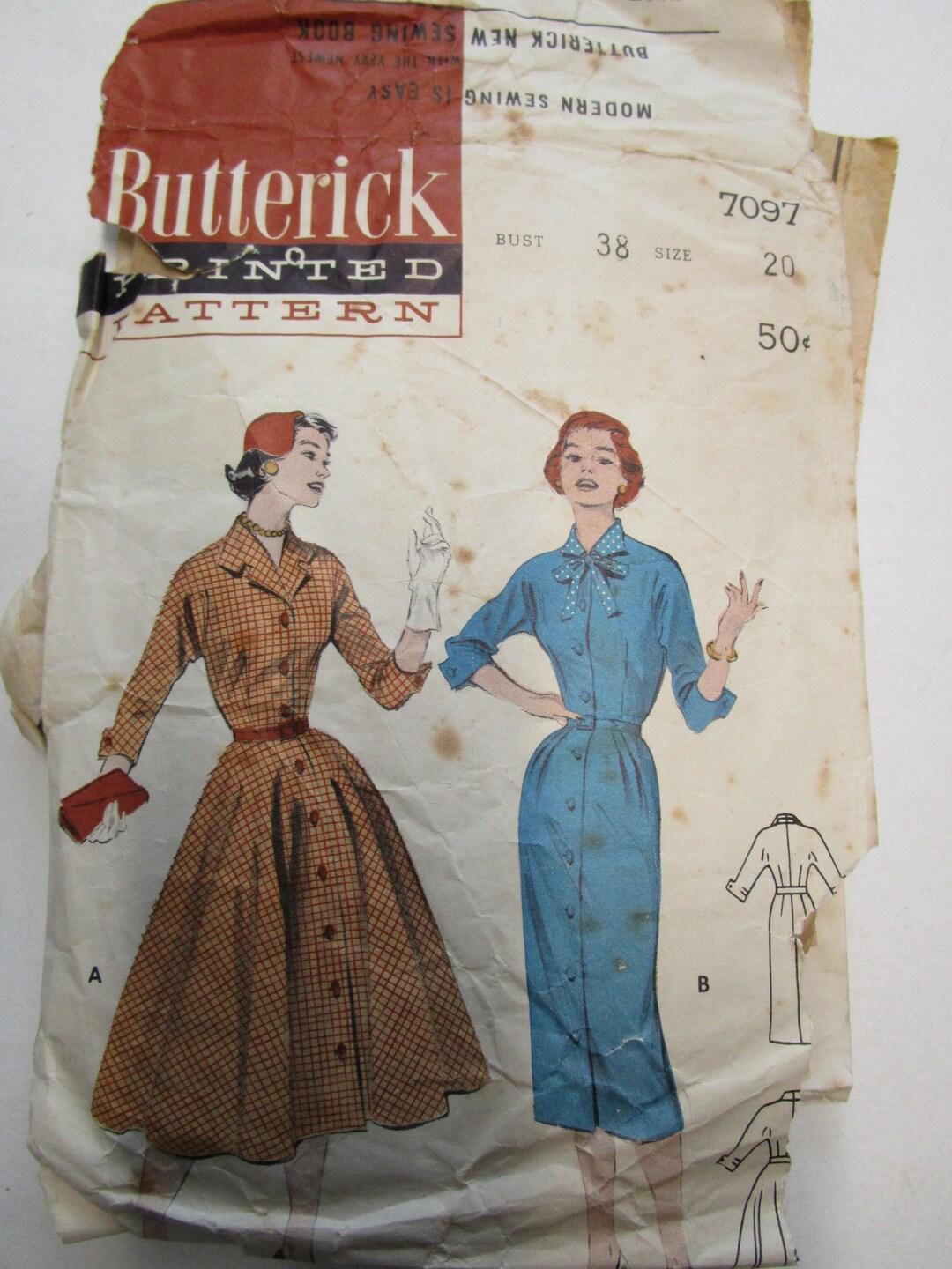 Vintage Simplicity Butterick Printed Patterns, Choice of 7, 40s, 50s ...