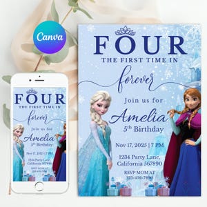 Editable Frozen Birthday Invitation: Elsa & Anna Party Template ...