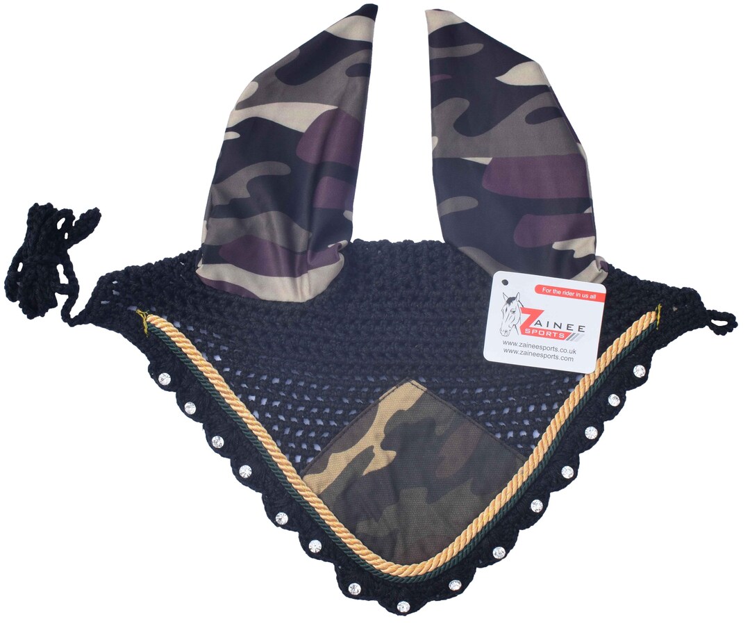 Handmade Horse Ear Bonnet Multi Camo Design Print Custom Crochet Fly ...