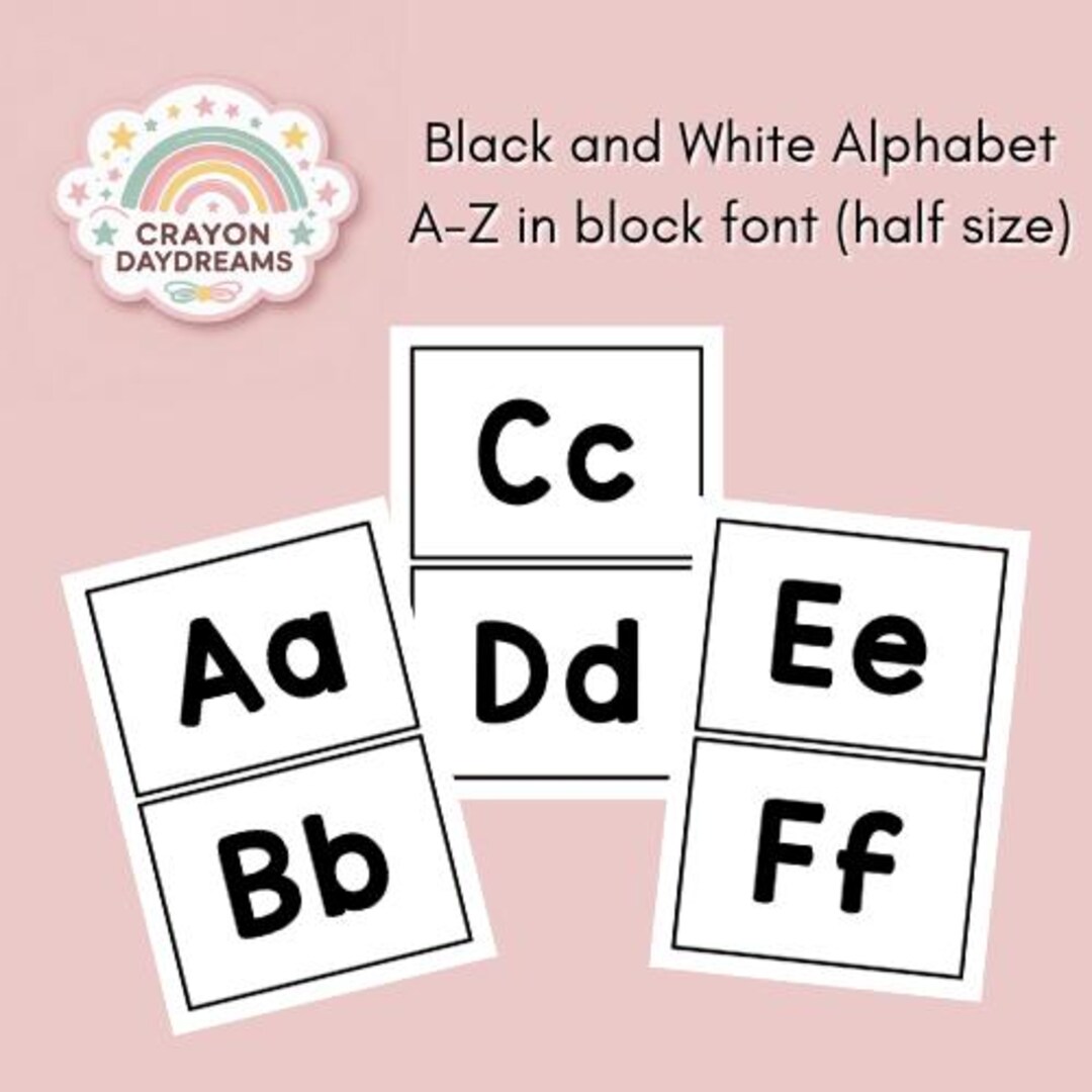 Half-page Alphabet Visuals – Uppercase and Lowercase Letters (black ...