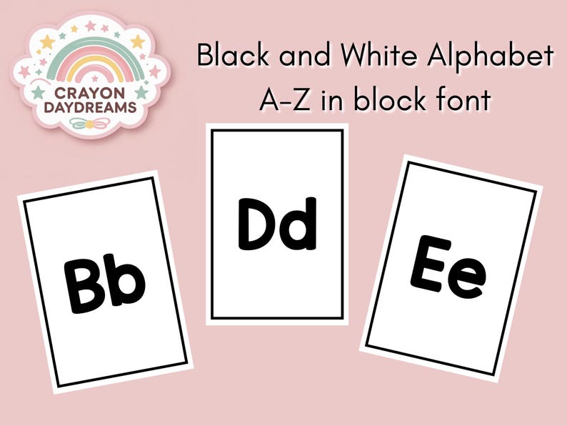 A4 Alphabet Flashcards | Black & White | Uppercase + Lowercase ...