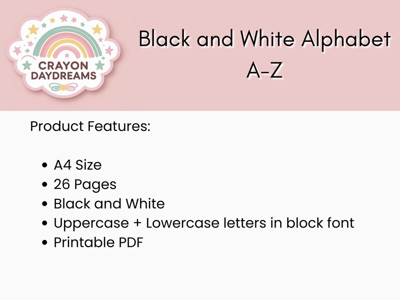 A4 Alphabet Flashcards | Black & White | Uppercase + Lowercase ...