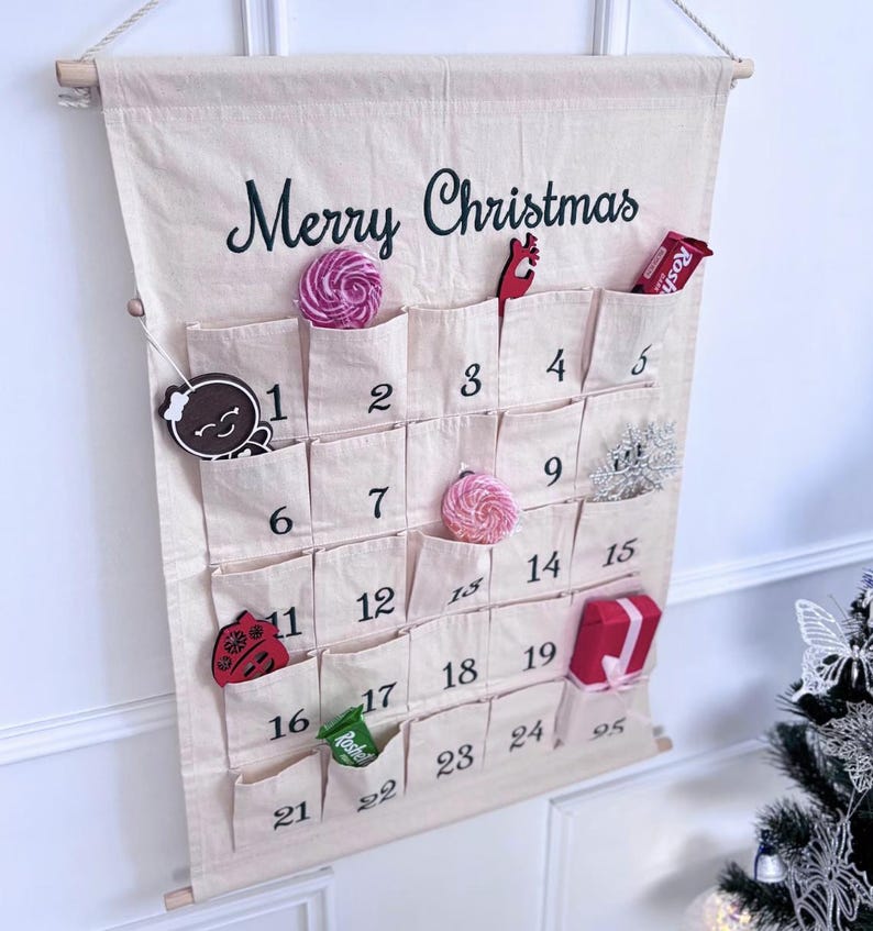 Embroidered Fabric Advent Calendar Custom for Children, Reusable ...