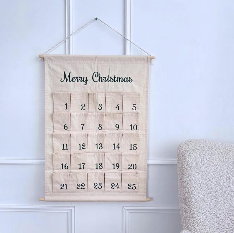 Embroidered Fabric Advent Calendar Custom for Children, Reusable ...
