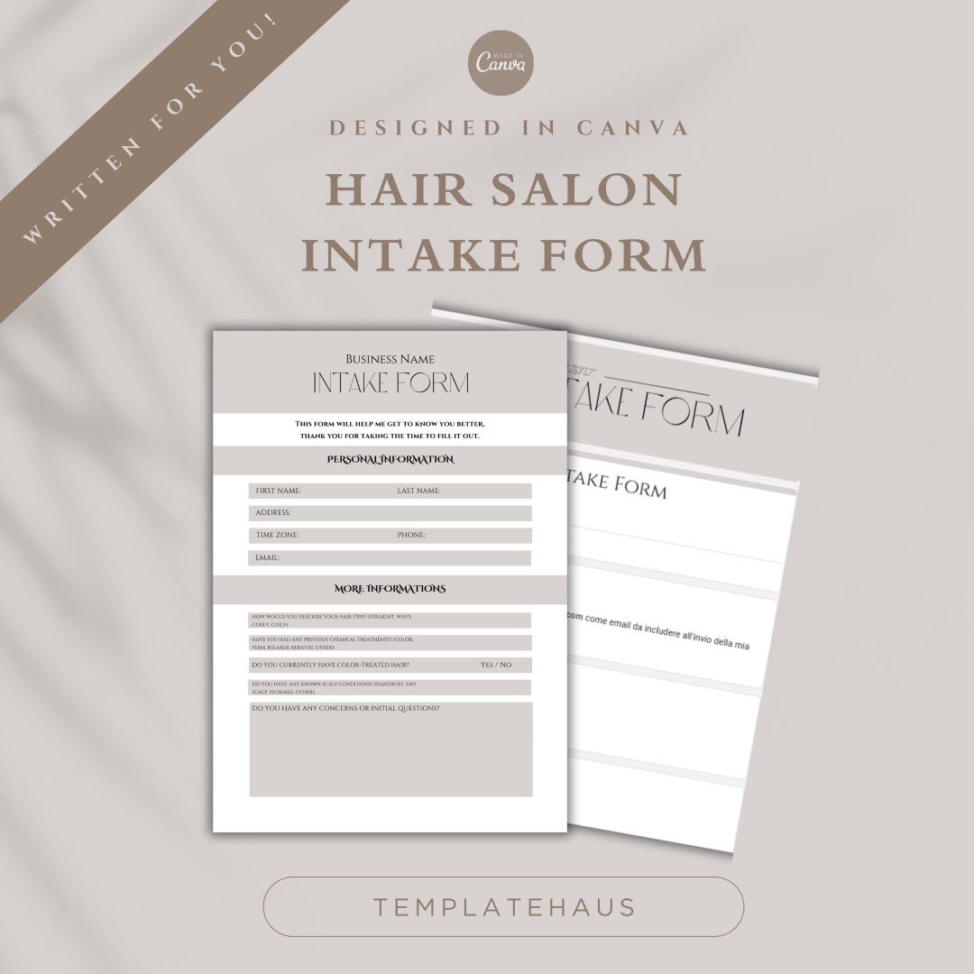 Hair Stylist Intake Form: Instant Download for Salon Professionals - Etsy