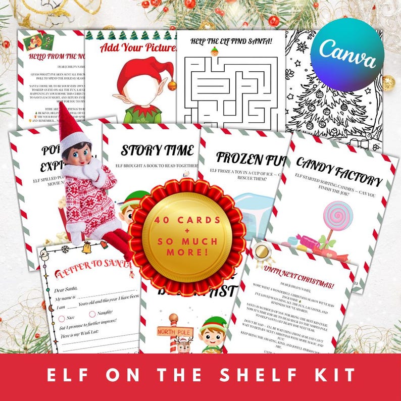 Elf on the Shelf Activity Cards Printable, Christmas Games (PDF Bundle ...
