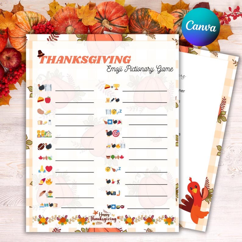 Printable Thanksgiving Emoji Game, Thanksgiving Office Party Game ...
