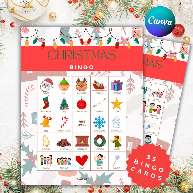 Christmas Bingo Game, 35 Unique Cards, Holiday Party (digital Download ...