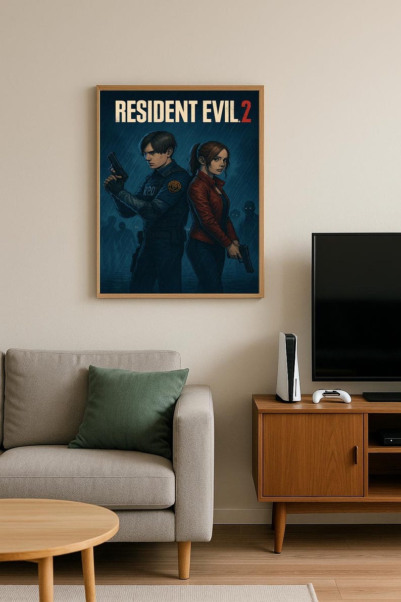 Resident Evil 2 Poster – Digital Download | Leon & Claire | Retro ...