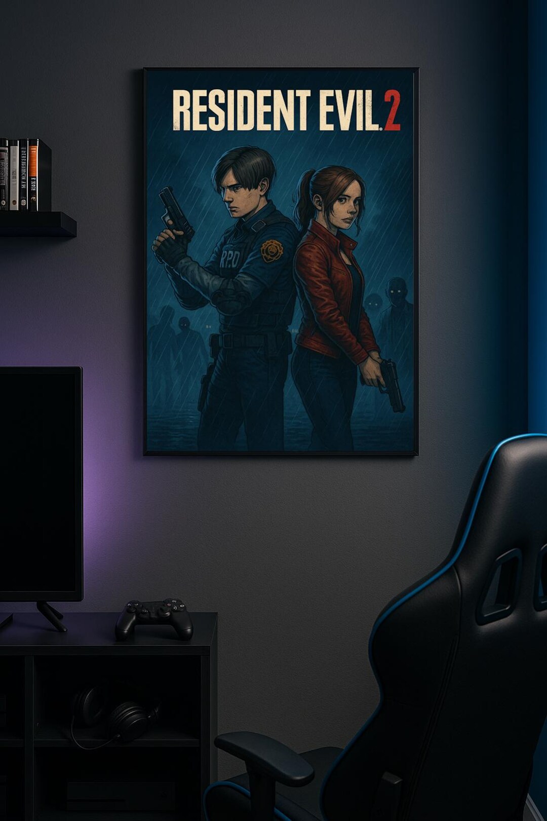 Resident Evil 2 Poster – Digital Download | Leon & Claire | Retro ...