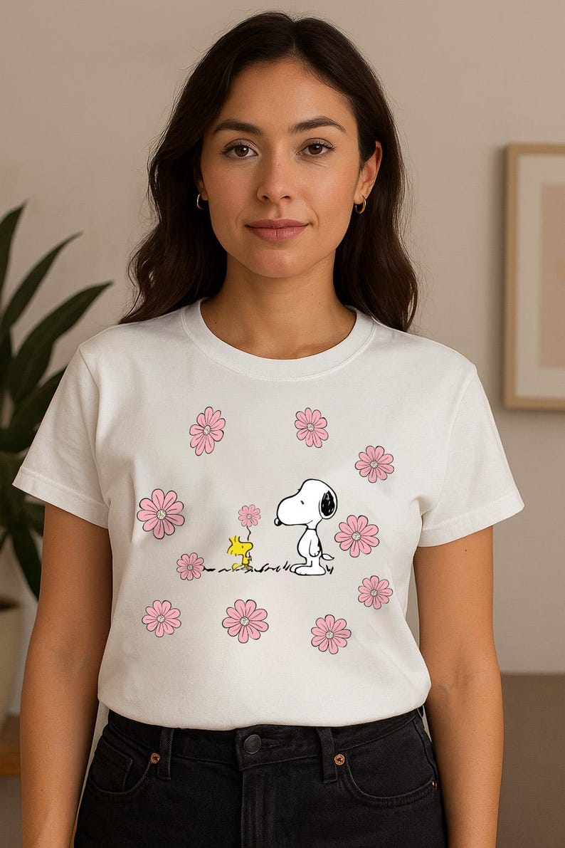 Cute Snoopy Flowers PNG | Retro Cartoon Dog T-shirt Design | Spring ...