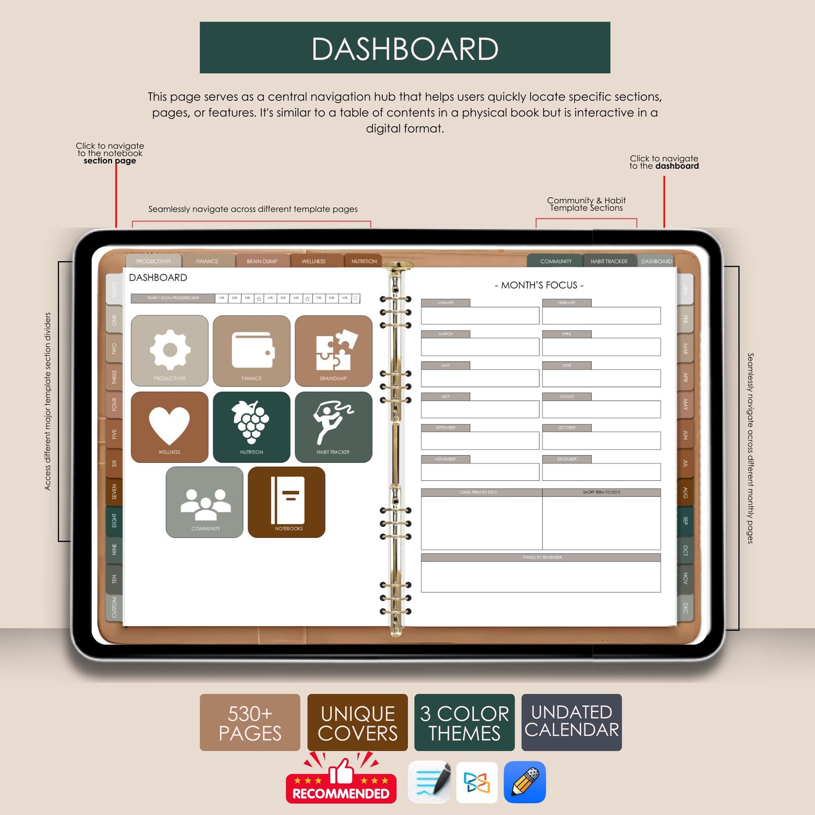 All-in-one Digital Planner | 530+ Pages | Productivity, Finance ...