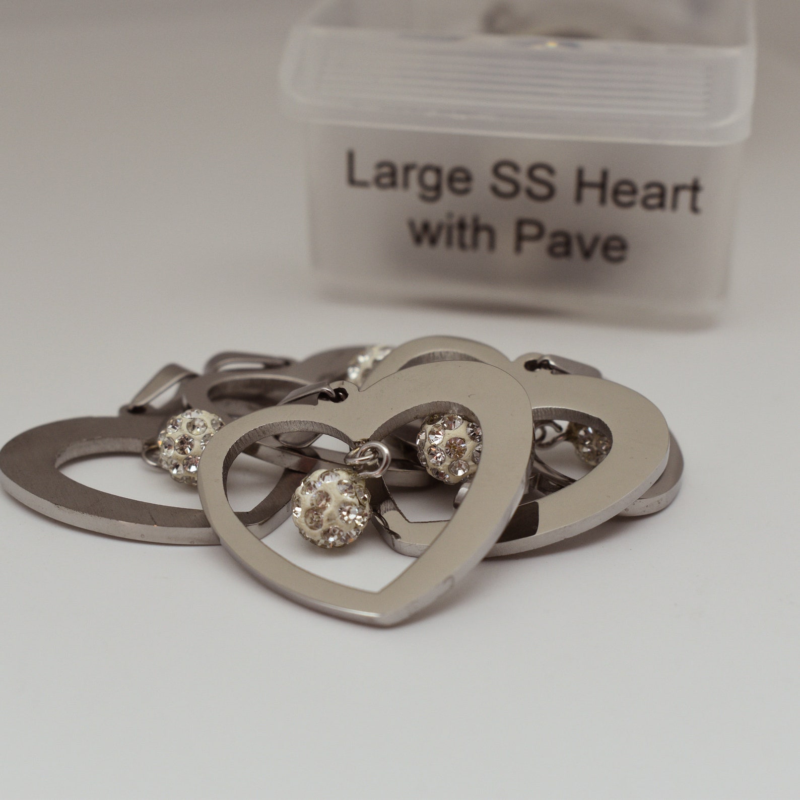 Large Stainless Steel Heart Pendant With Rhinestone - Etsy