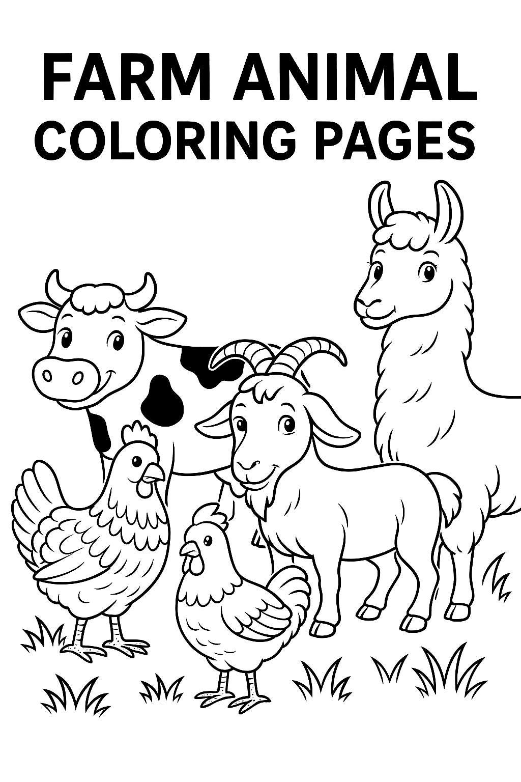 Farm Animal Coloring Pages for Kids – Printable PDF Set With Cow ...