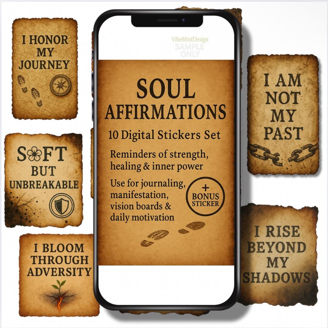 Soul Affirmations Digital Stickers | 10+1 Motivational Sticker Set for ...