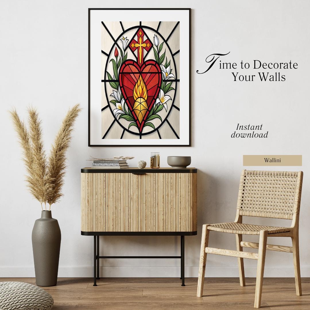 Sacred Heart Wall Art, Christian Decor, Gift for Catholics, Religious ...