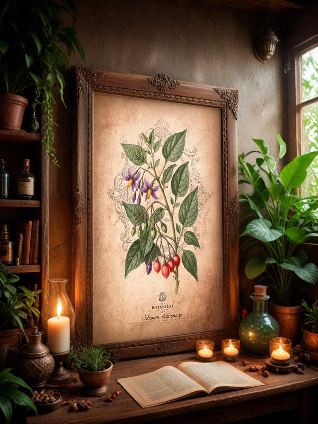 Witchcraft Botanical Art Print: Vintage Herbology, Dark Academia ...