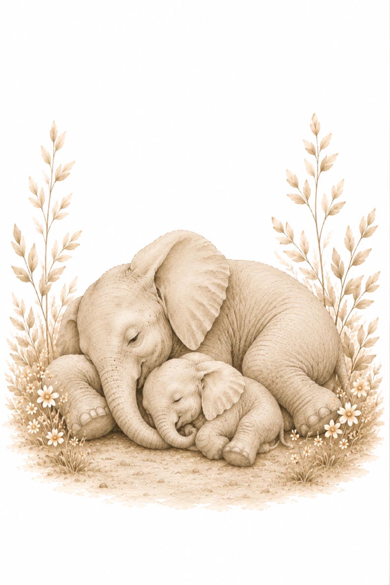 Elephant Nursery Prints Set | Mama Baby Wall Art (digital Download) - Etsy