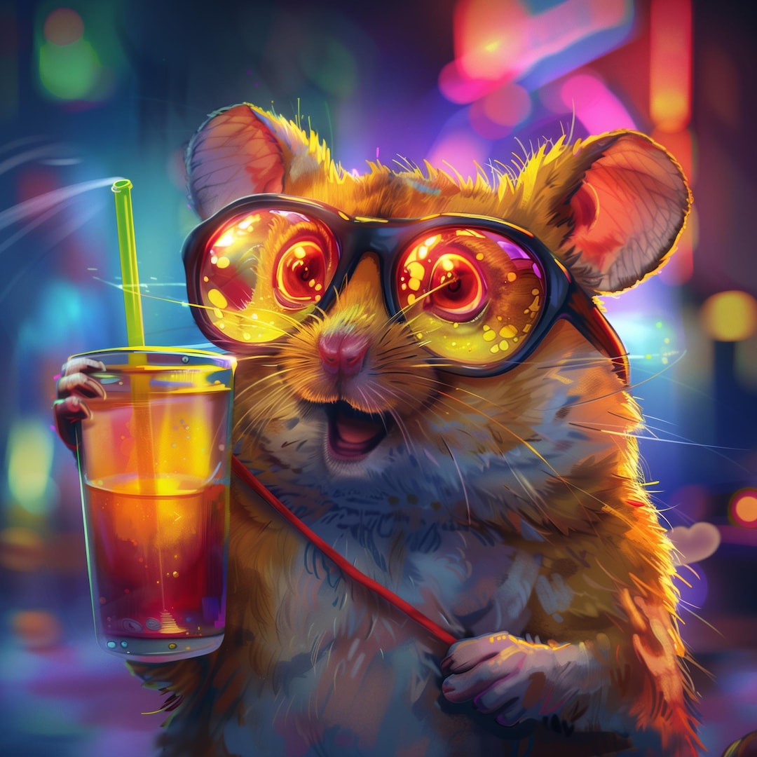 Animal Poster Hyperactive Hamster With Energy Drinks – Funny Digital ...