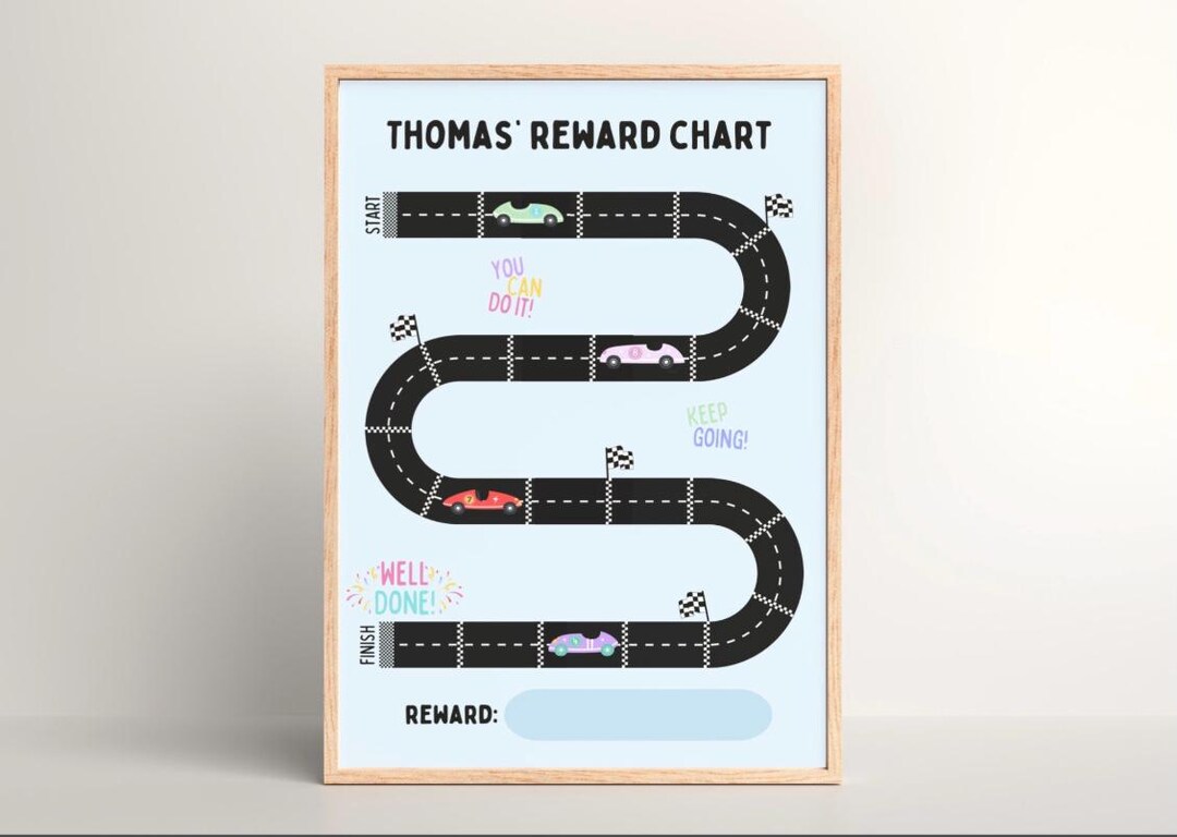 Personalized Kids Race Track Reward Chart: Car Theme Behavior Tracker ...