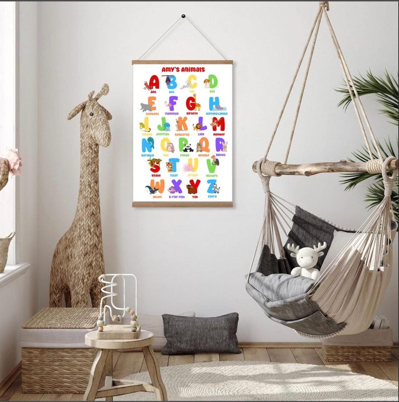 Personalised Animal Alphabet Poster | Custom Name A-Z Safari & Jungle ...