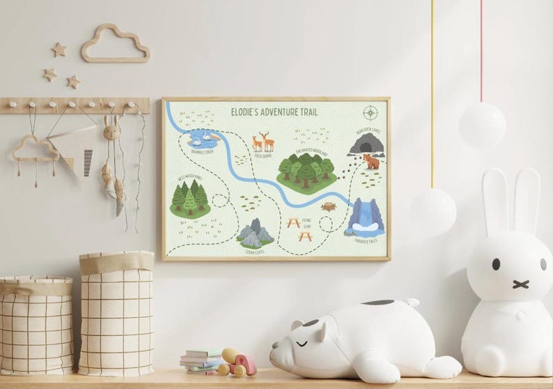 Personalized Kids Forest Trail Map Poster: Adventure Wall Art - Etsy UK