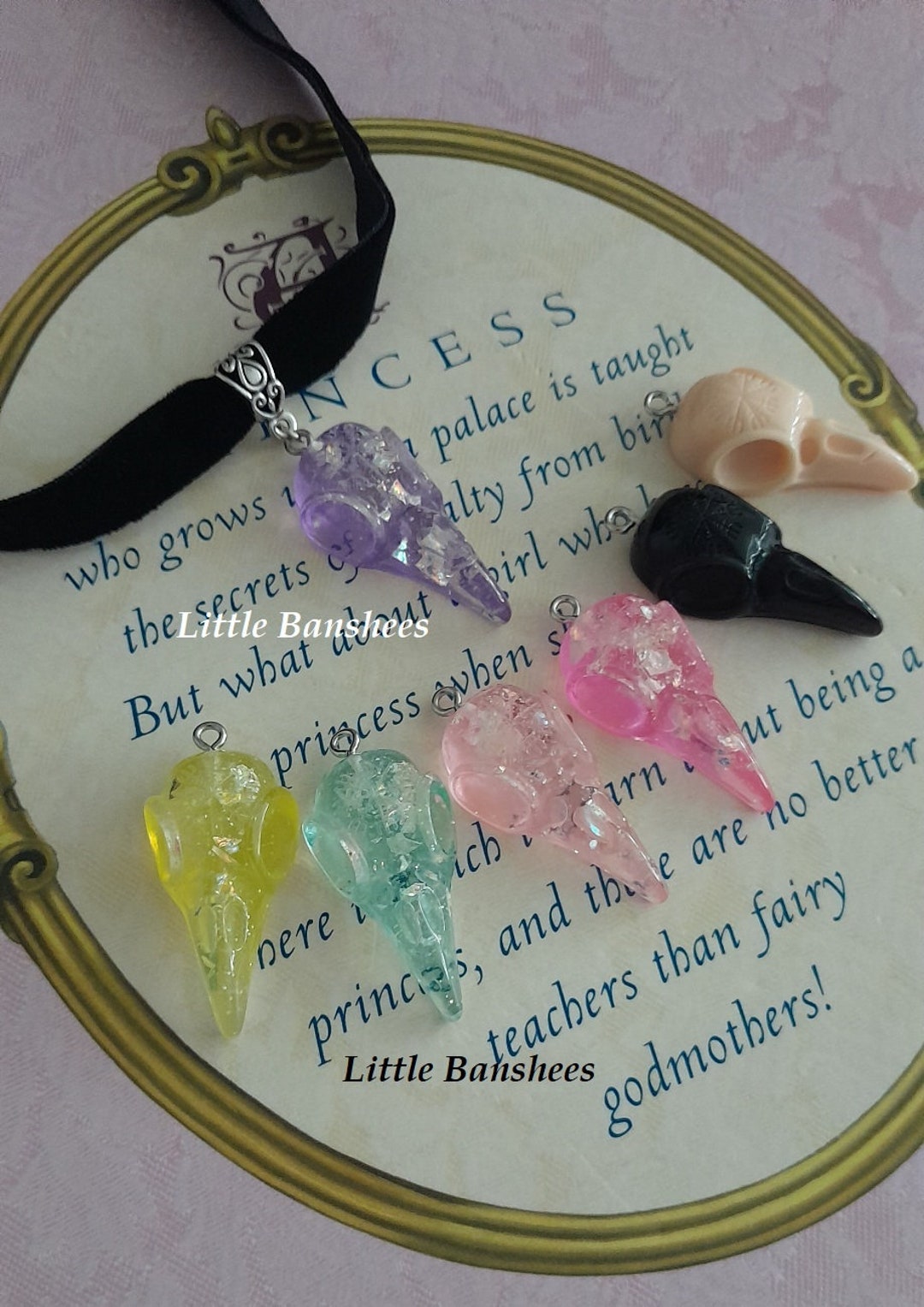 Raven Bird Skull Choker Necklace Pastel Goth Velvet Ribbon - Etsy