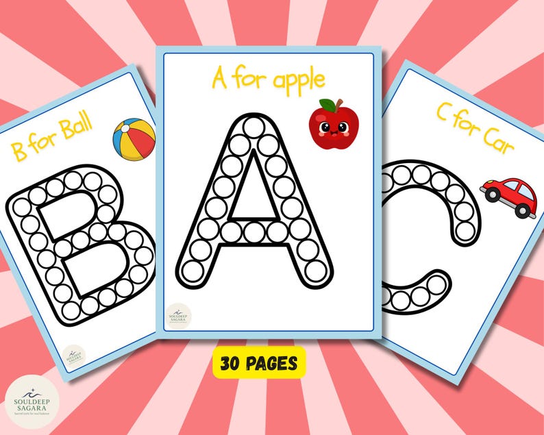 Alphabet Dot Coloring Pages | ABC Dot Marker Worksheets | Preschool ...